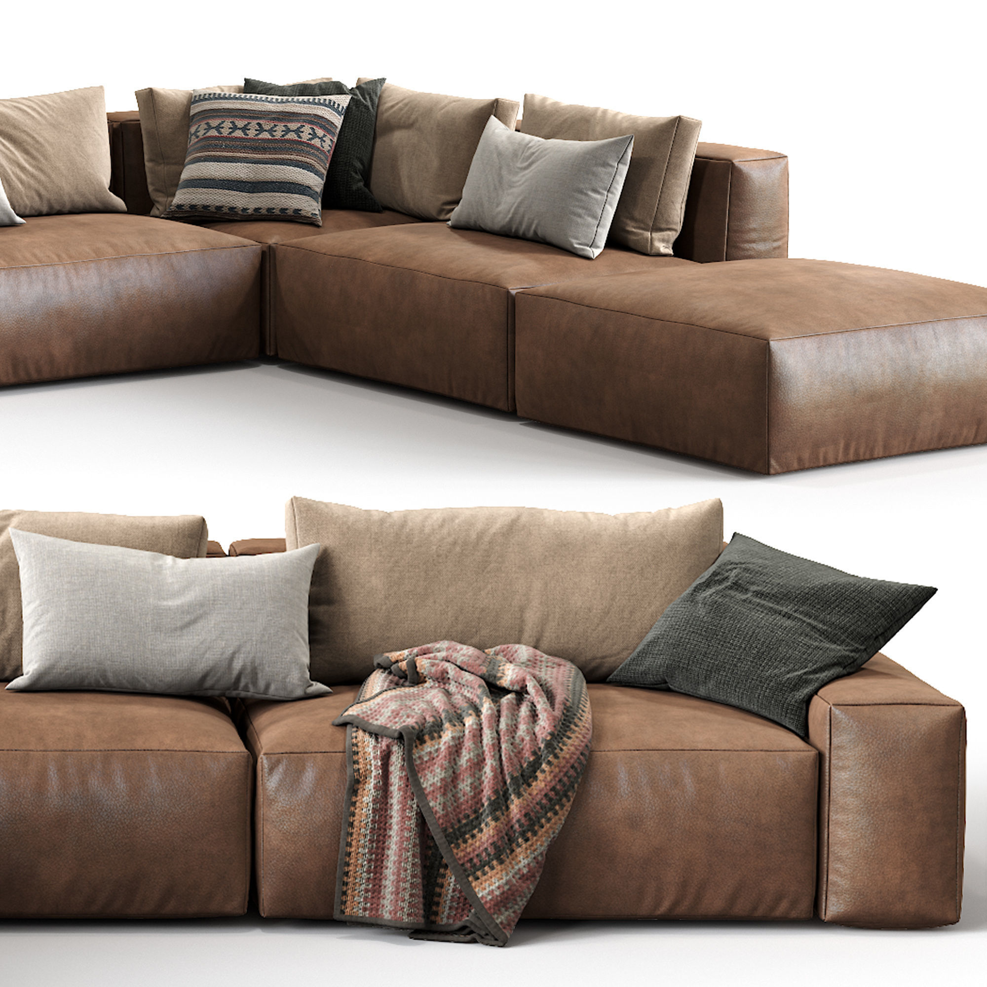 Jesse Leather sofa Daniel composition 3D model | CGTrader