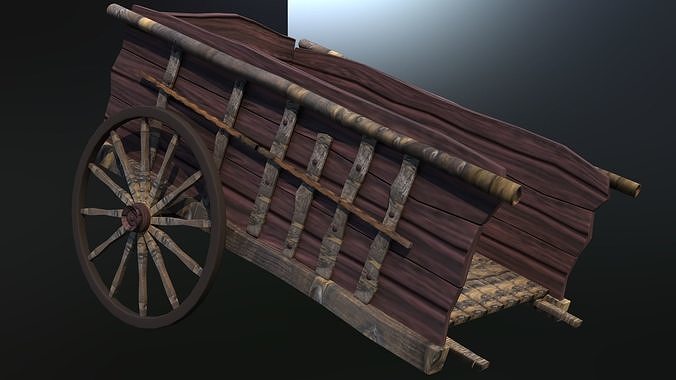 wooden cart cartoon 3d model 3D model | CGTrader
