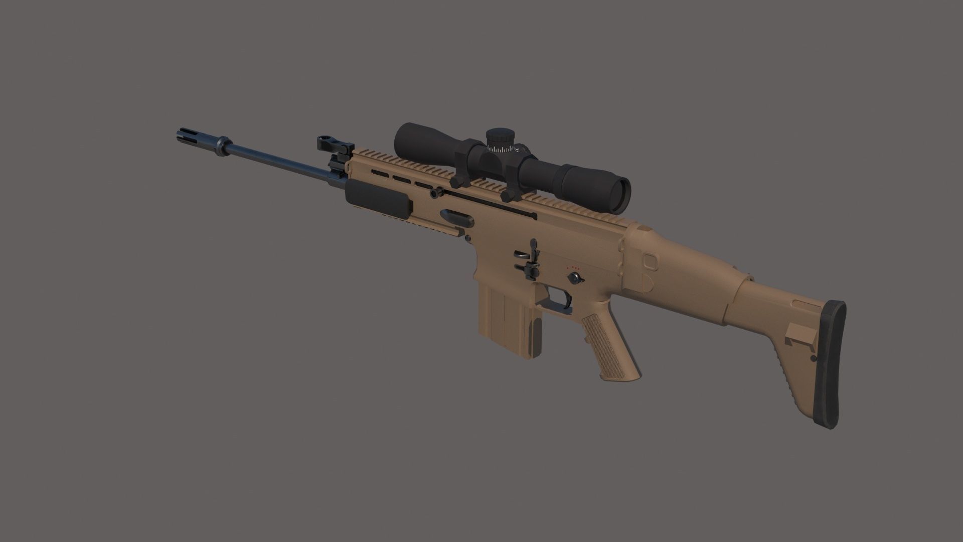 3D model SCAR-L rifle with scope VR / AR / low-poly | CGTrader