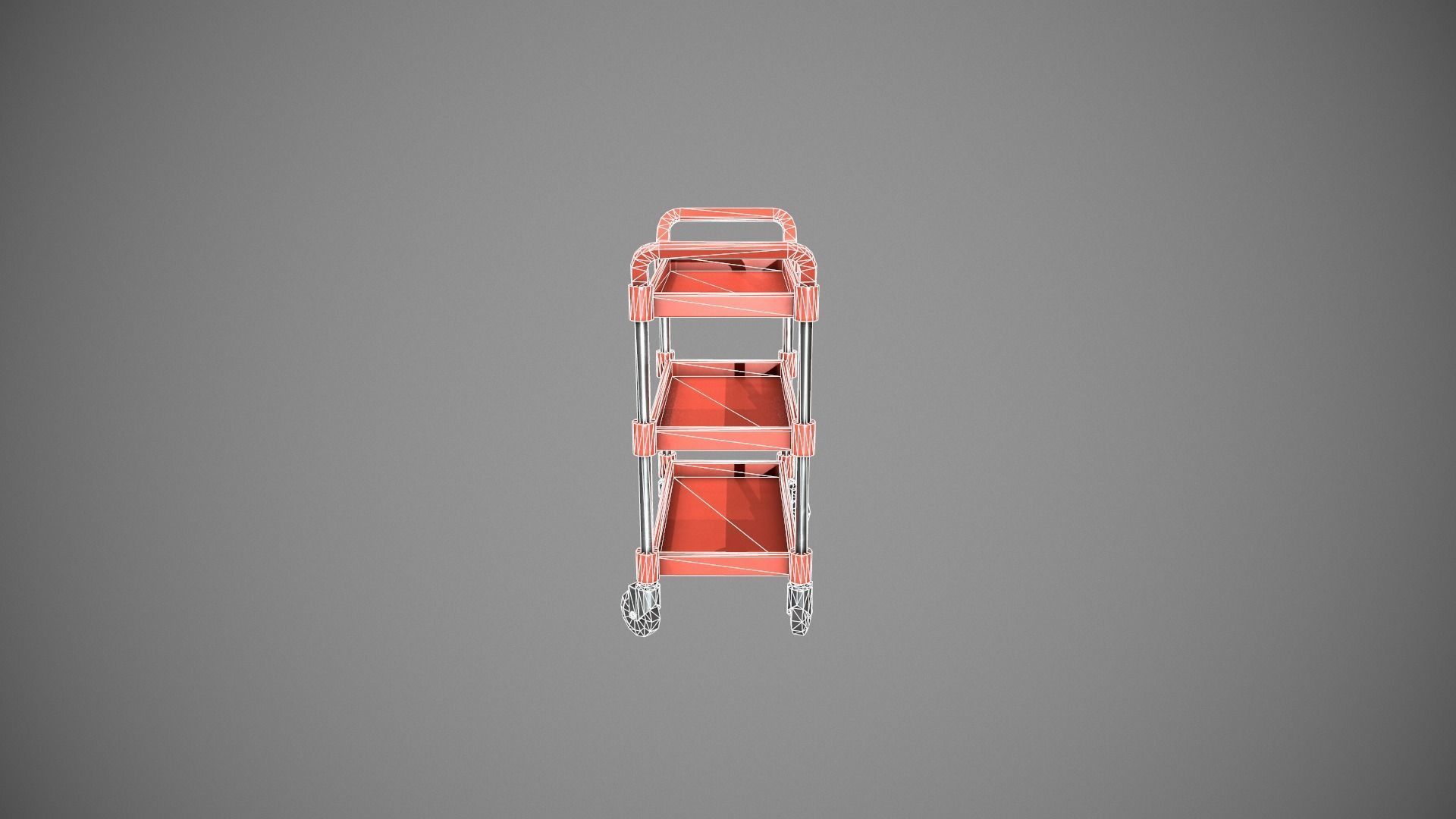 3D model Three Tier Red Service Cart VR / AR / low-poly | CGTrader