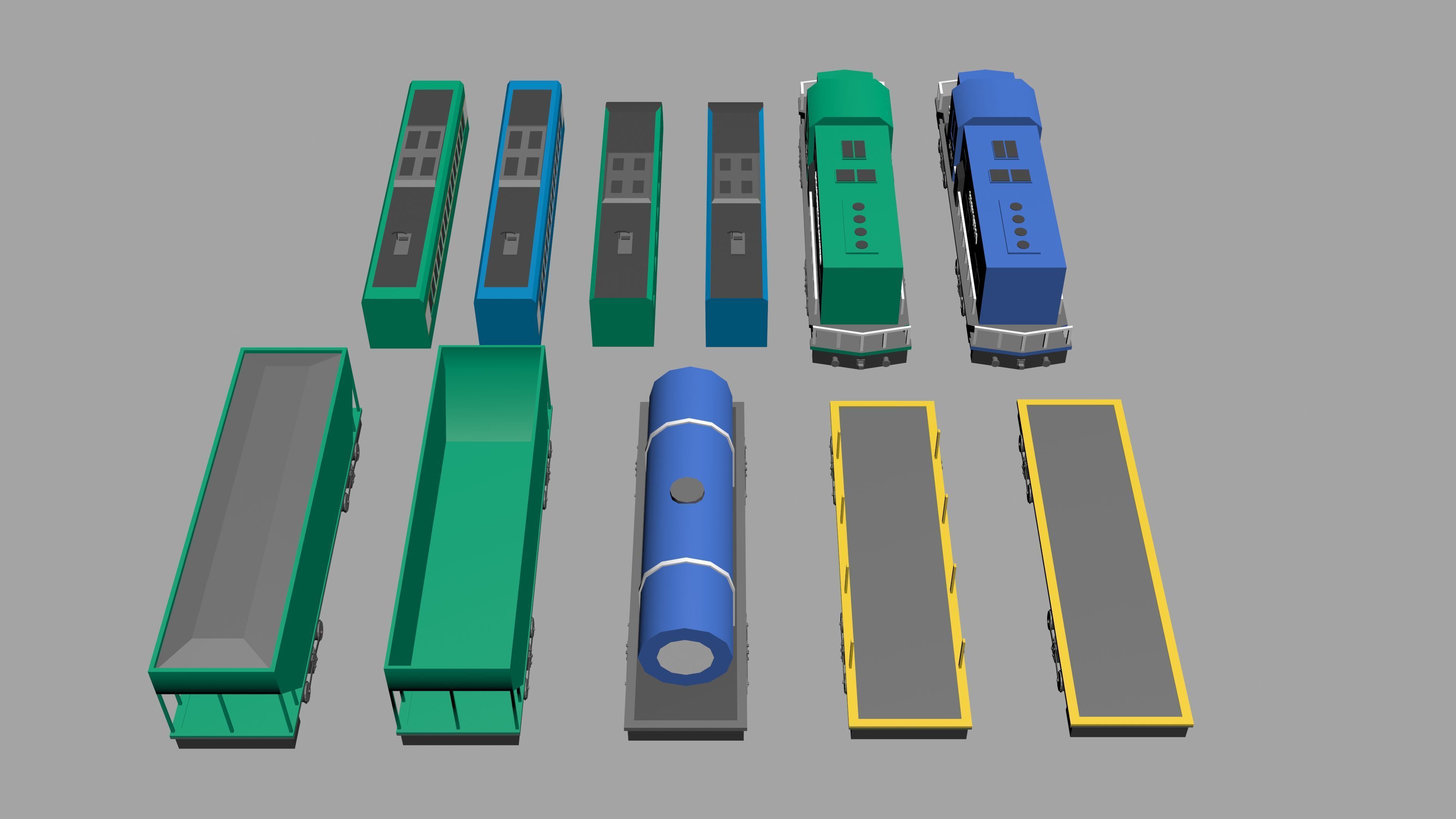 3D model Low Poly Train pack VR / AR / low-poly | CGTrader