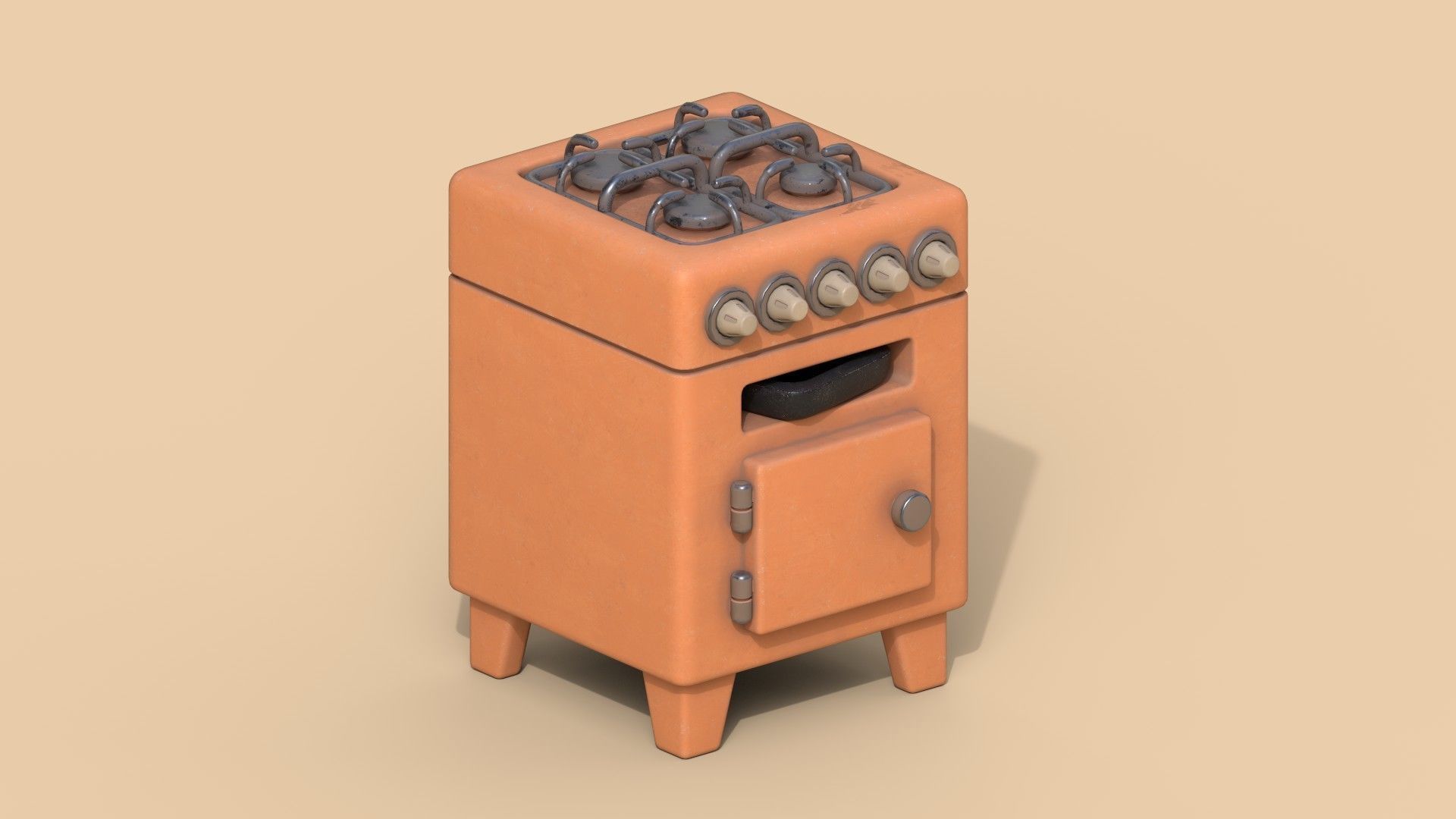 3D model Simple Stylized Low-poly Oven - 3 texture sets VR / AR / low ...