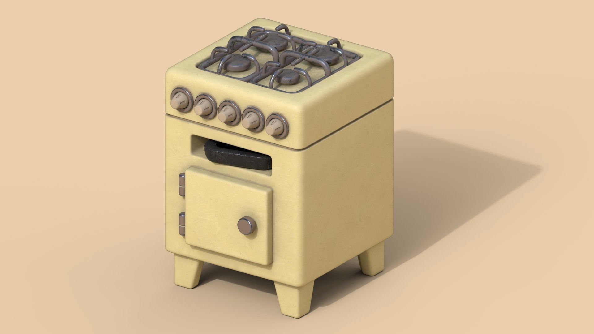 3D model Simple Stylized Low-poly Oven - 3 texture sets VR / AR / low ...