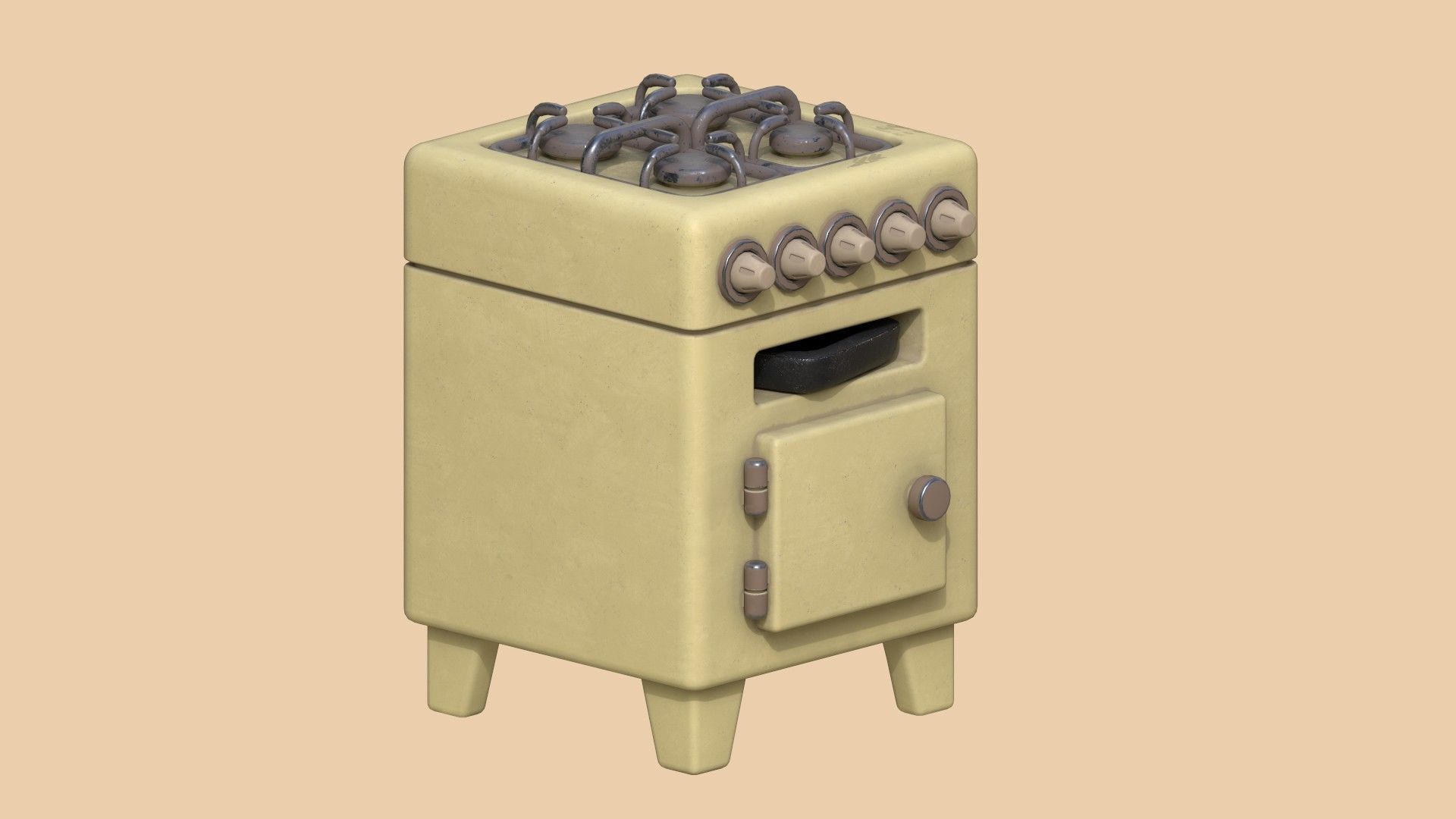 3D model Simple Stylized Low-poly Oven - 3 texture sets VR / AR / low ...