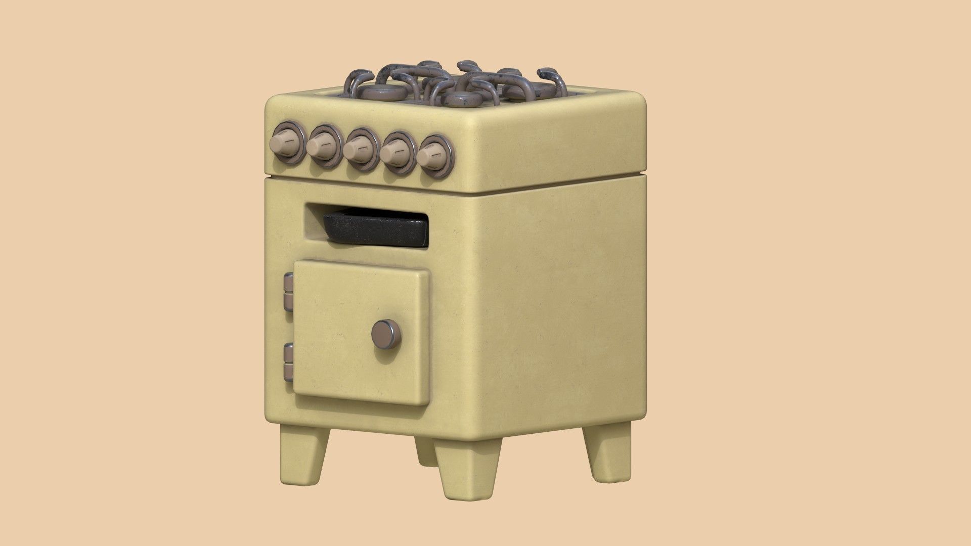 3D model Simple Stylized Low-poly Oven - 3 texture sets VR / AR / low ...