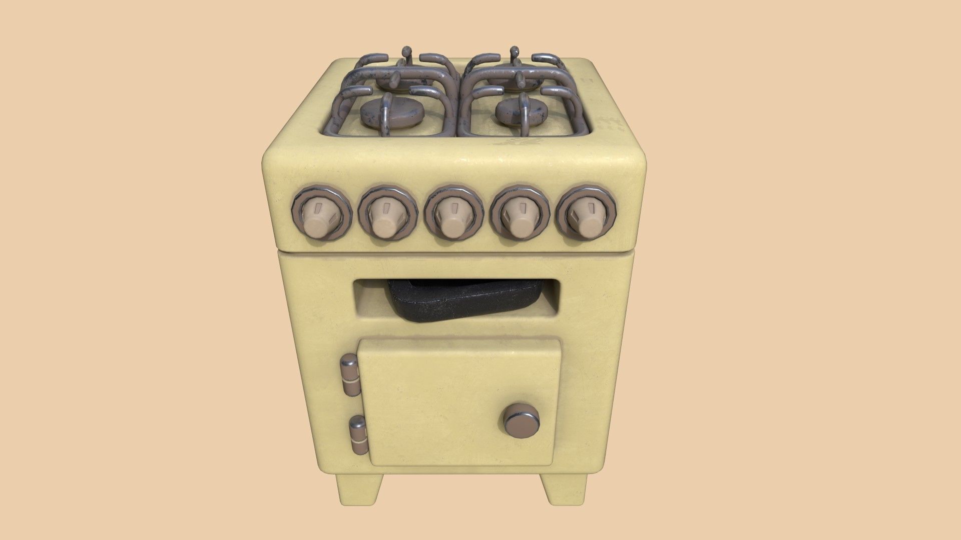 3D model Simple Stylized Low-poly Oven - 3 texture sets VR / AR / low ...