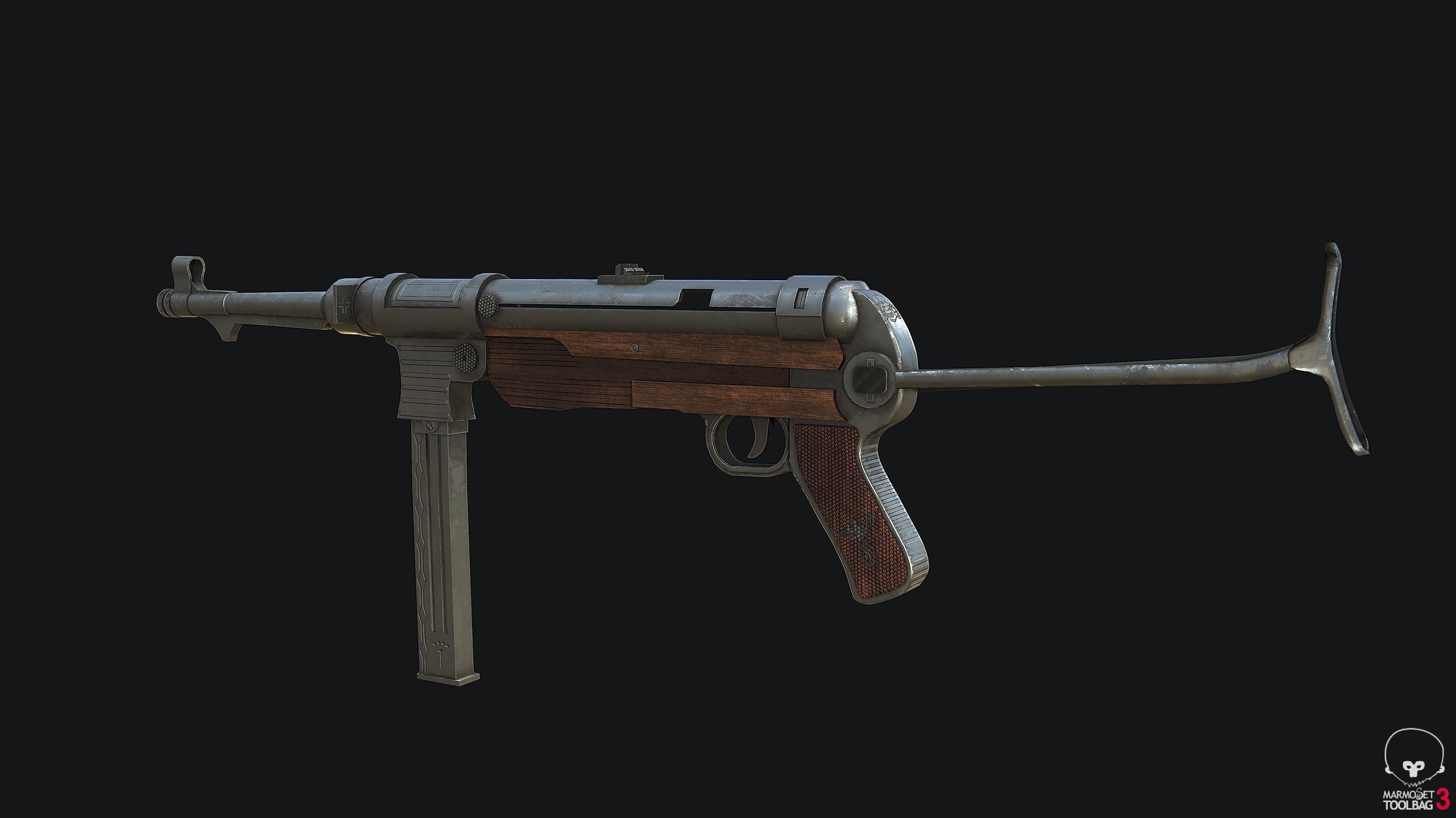 3D model WW2 MP 40 PBR Low-poly VR / AR / low-poly | CGTrader