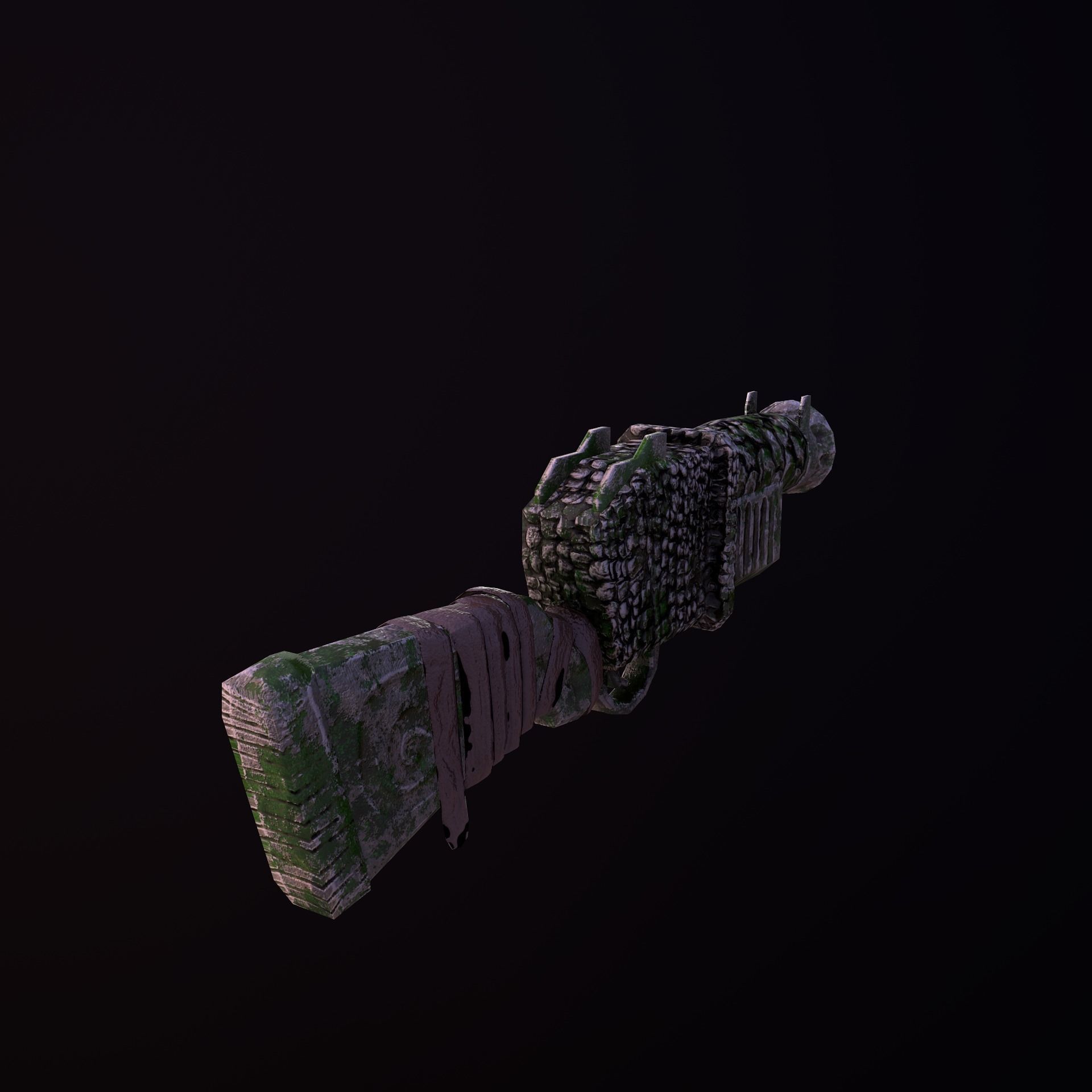 3D model Stylize Stone Moss Gun VR / AR / low-poly | CGTrader