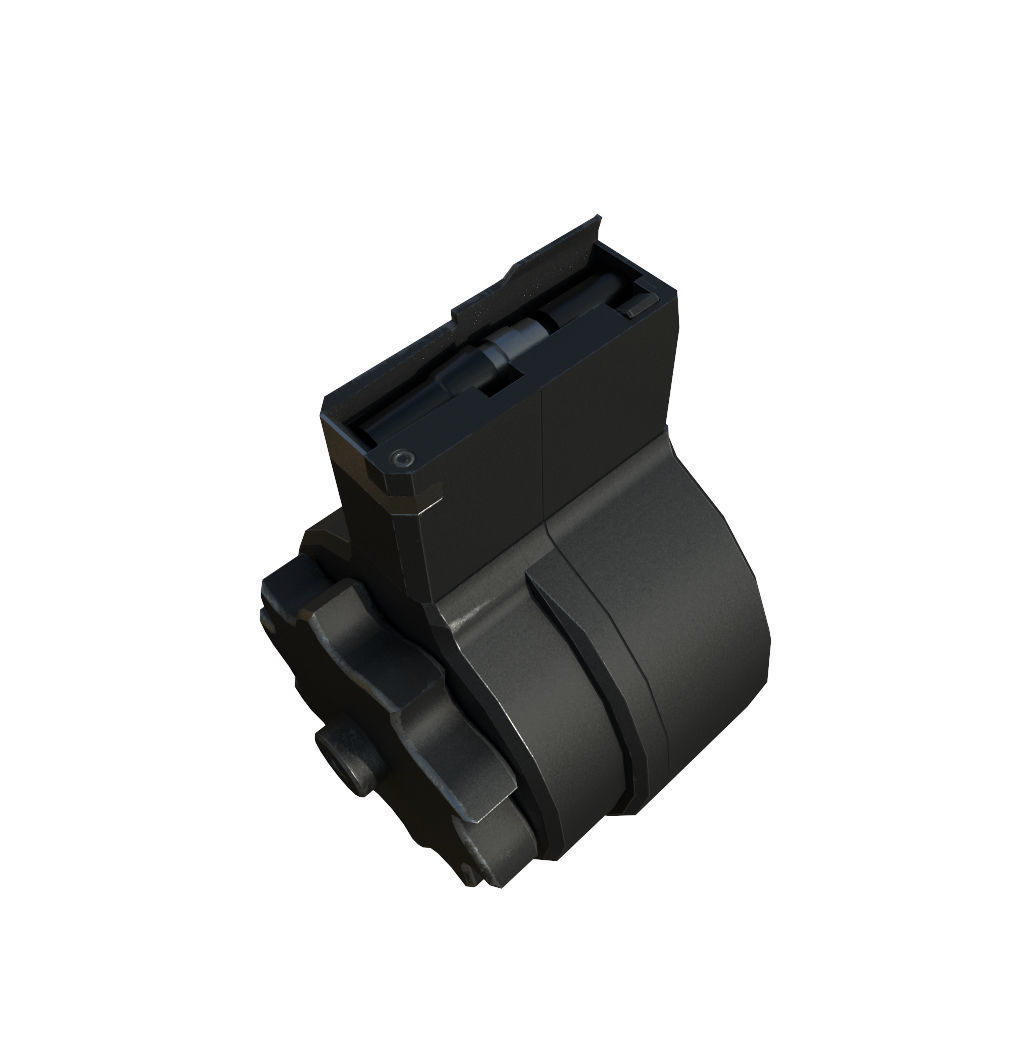 3D model X FAL 50 Round Drum Magazine For 308 Rifles Low Poly PBR VR ...