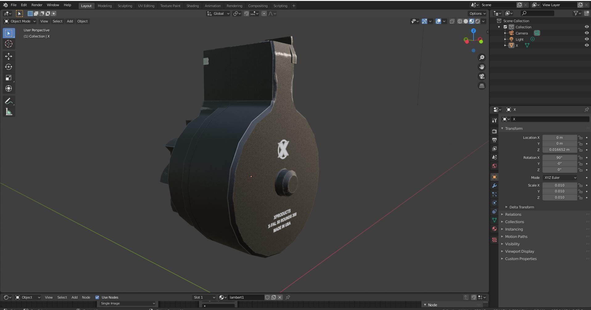 3D model X FAL 50 Round Drum Magazine For 308 Rifles Low Poly PBR VR ...