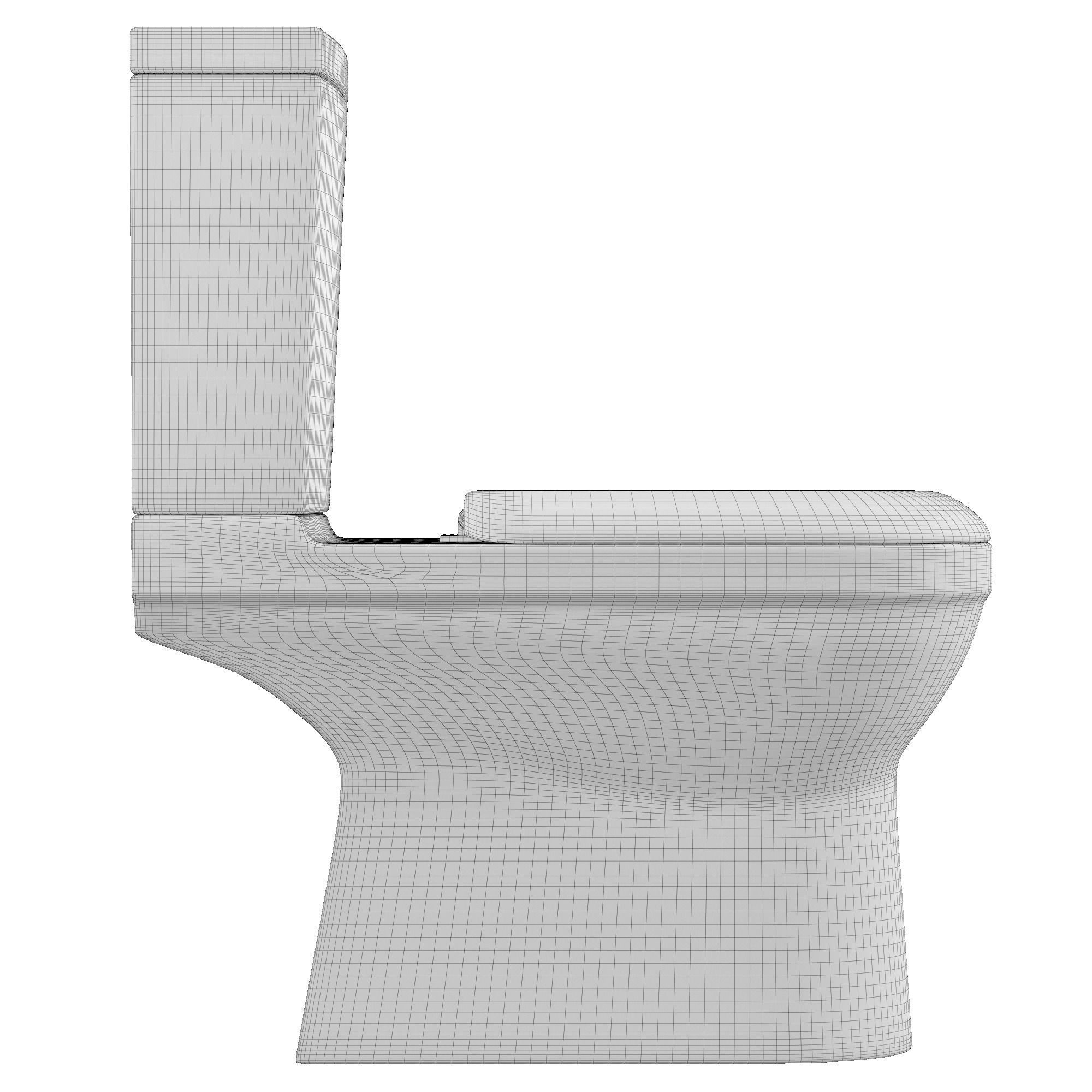 Two piece square shape EWC toilet 3D model Modeled in 3ds max 3D model ...