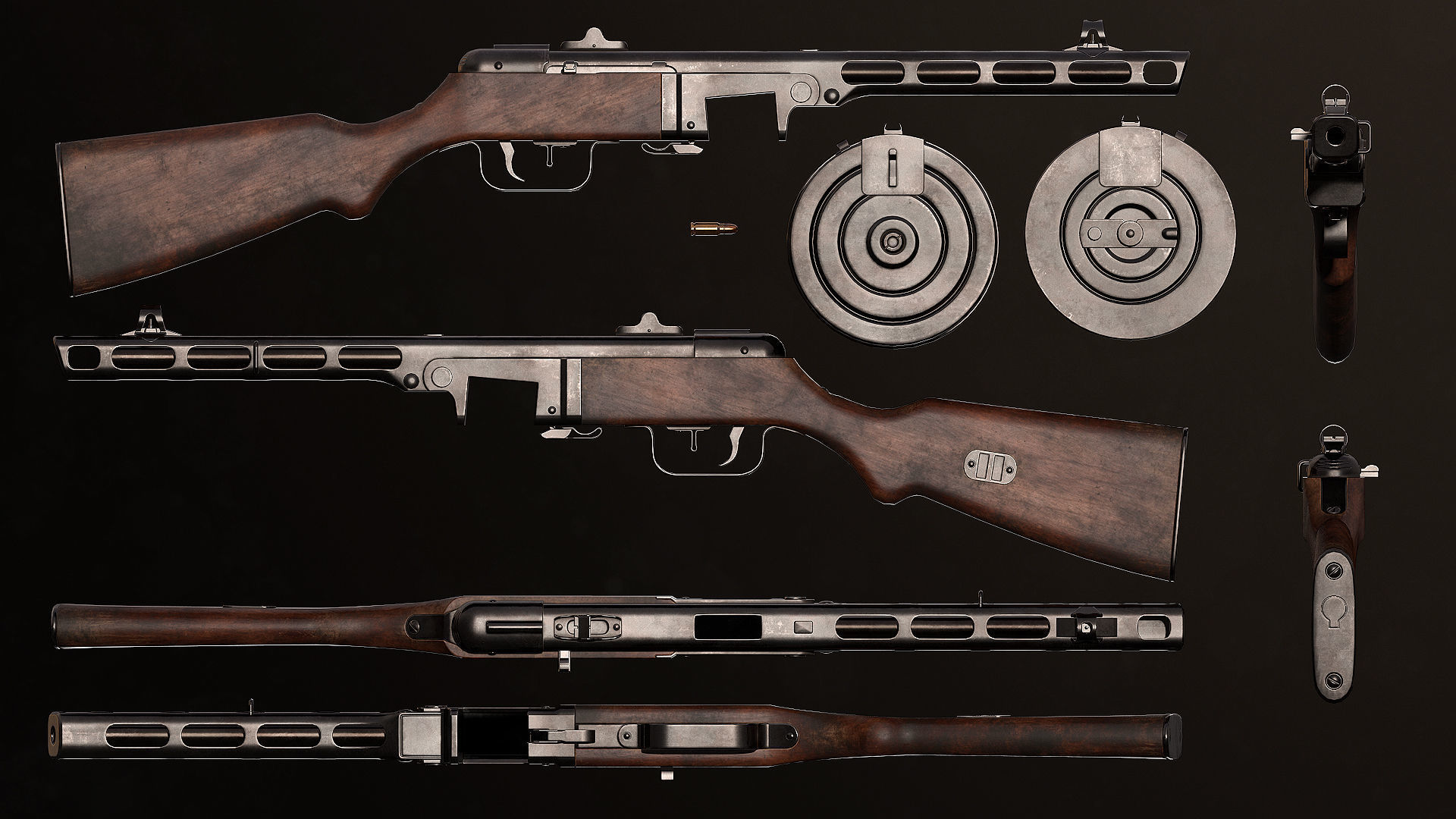 3D model PPSH 41 VR / AR / low-poly | CGTrader