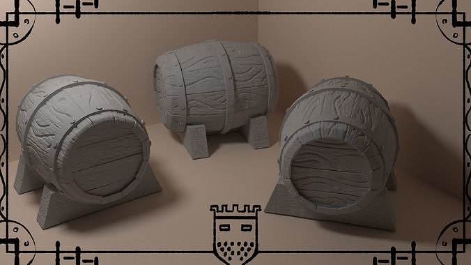 Medieval fantasy barrel 2 3D model 3D printable | CGTrader