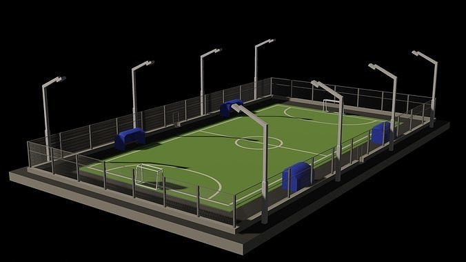 3D model Cartoon Low Poly Mini Football Field Low-poly 3D model VR / AR ...