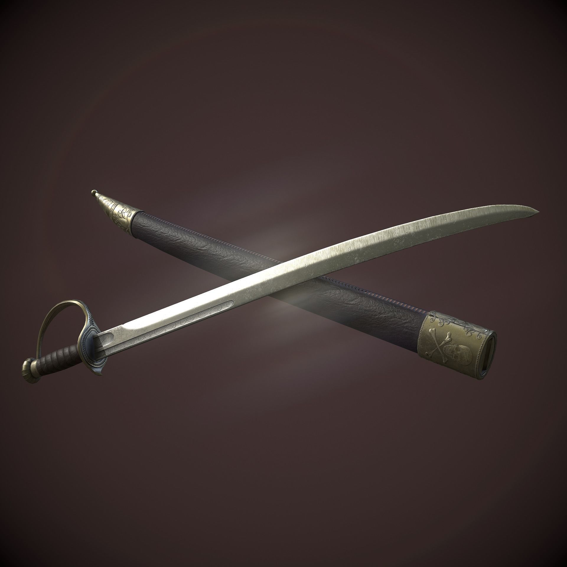 3D model Pirates Cutlass Sword And Sheath VR / AR / low-poly | CGTrader