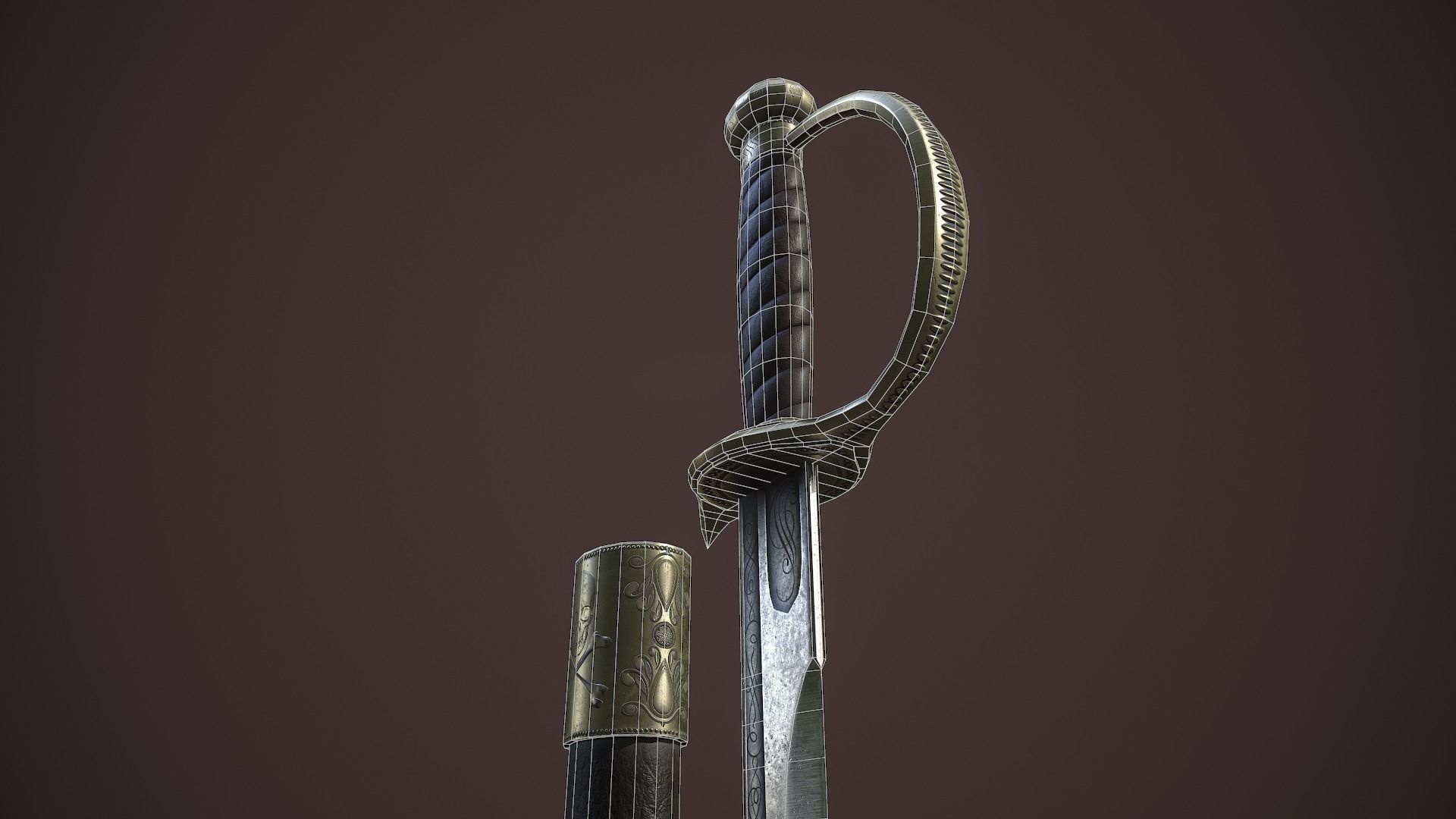 3D model Pirates Cutlass Sword And Sheath VR / AR / low-poly | CGTrader