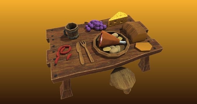 3D model Cartoon Style low poly Feast Table VR / AR / low-poly | CGTrader