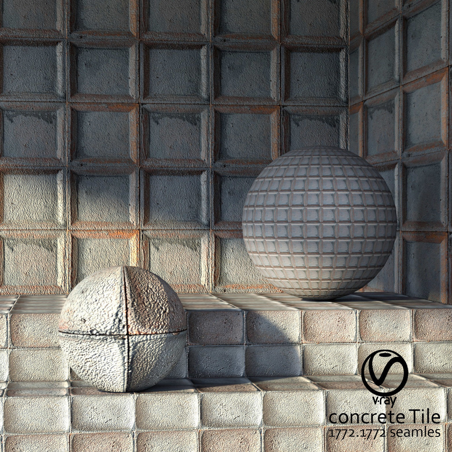 concrete tile set 01 3D model | CGTrader