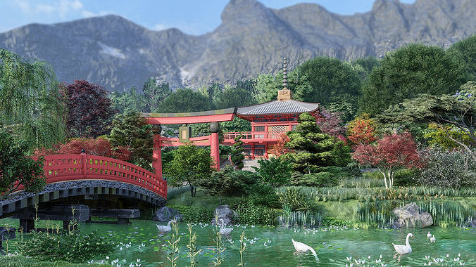 Japanese Temple Set 3D model | CGTrader
