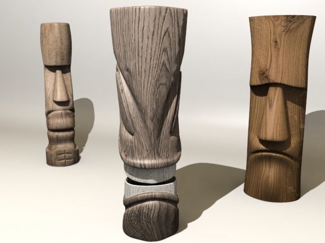 3ds max 3 tiki head statues 3D model | CGTrader
