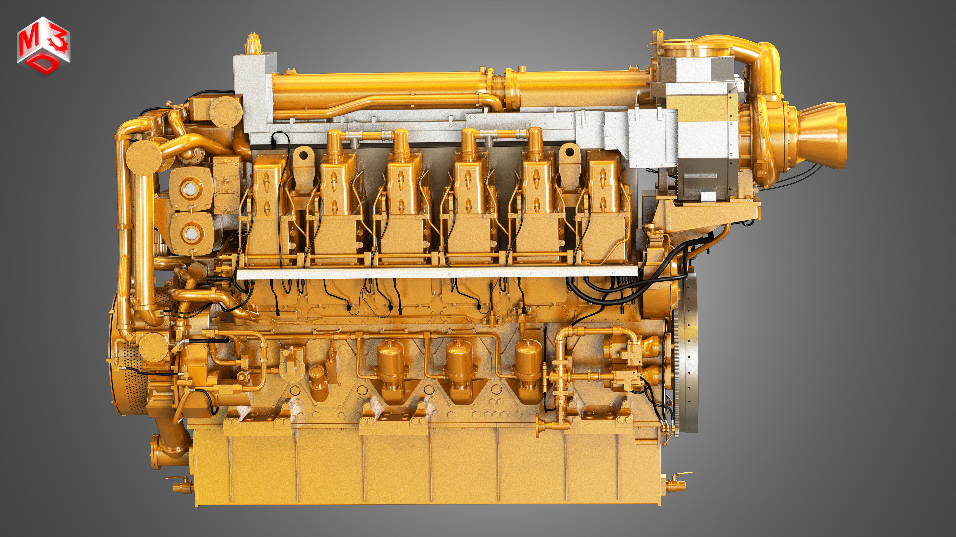 C280 Engine - V12 Industrial Diesel Engine 3D model | CGTrader