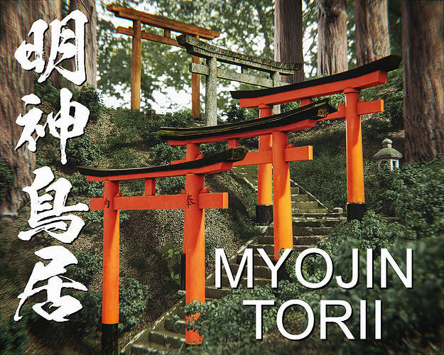 3D model Japanese Torii Set -Myojin Torii- VR / AR / low-poly | CGTrader