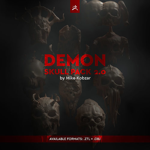 DEMON SKULL PACK 02 - High Res 3D models by Mike Kobzar 3D model | CGTrader