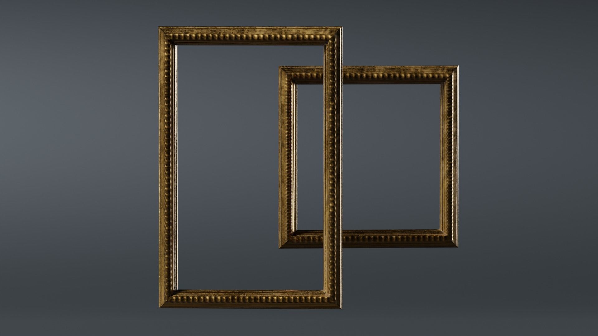 3D model 2 Old golden frames 3D MODEL PBR VR / AR / low-poly | CGTrader