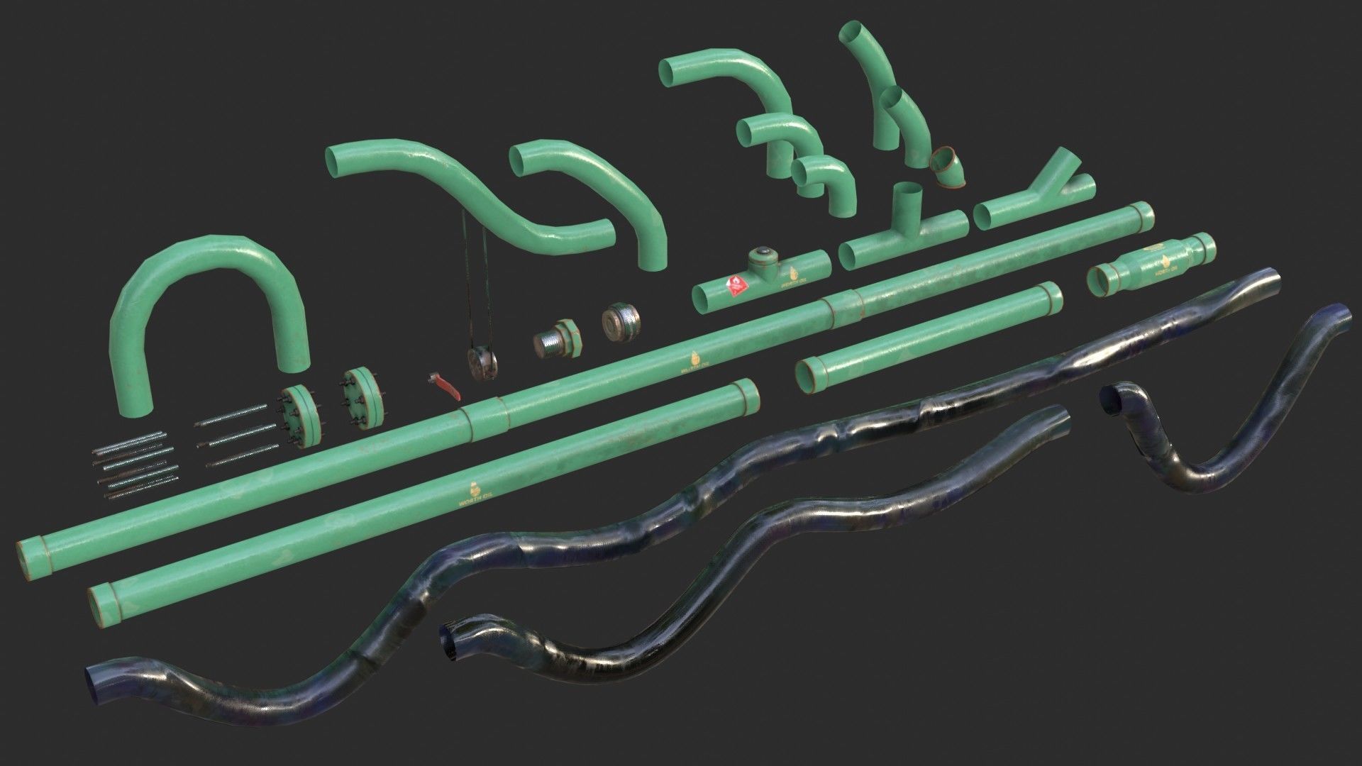 3D model Modular Pipes - Oil Pipelines VR / AR / low-poly | CGTrader