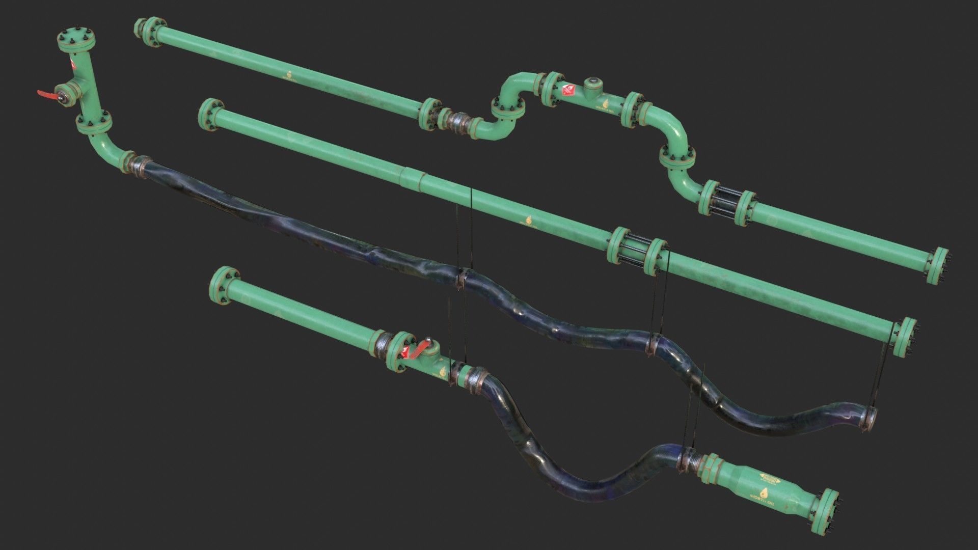 3D model Modular Pipes - Oil Pipelines VR / AR / low-poly | CGTrader