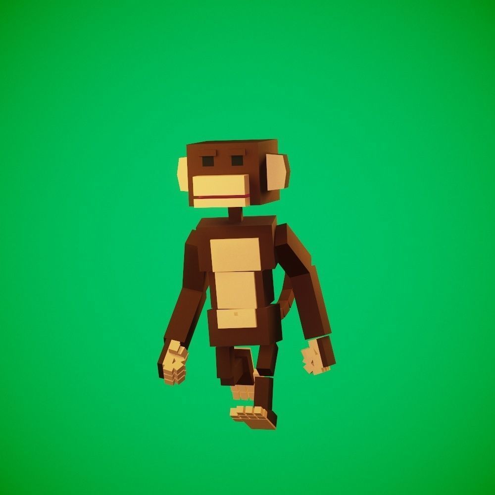 3D model Stylized Monkey Rigged-Animated VR / AR / low-poly | CGTrader