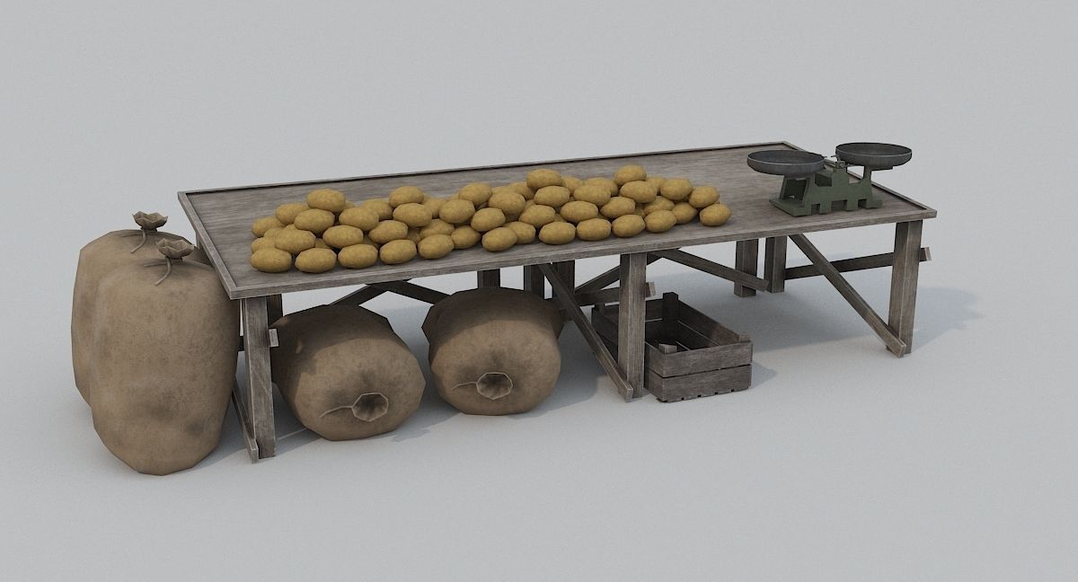 3D model Low Poly Medieval Market VR / AR / low-poly | CGTrader