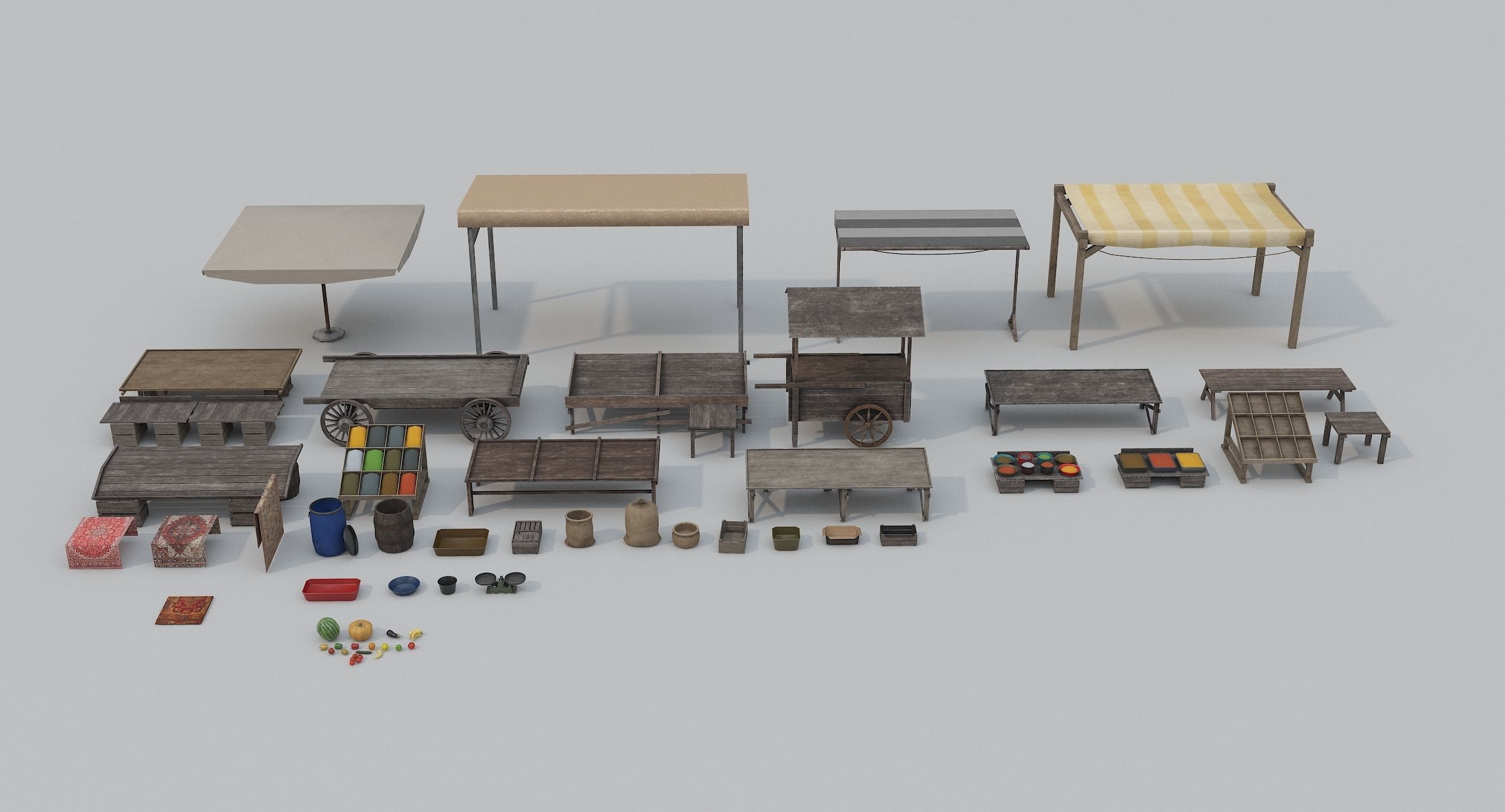 3D model Low Poly Medieval Market VR / AR / low-poly | CGTrader