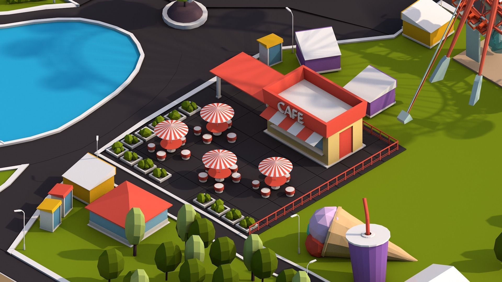 3D model Cartoon Low Poly Park Illustration VR / AR / low-poly | CGTrader