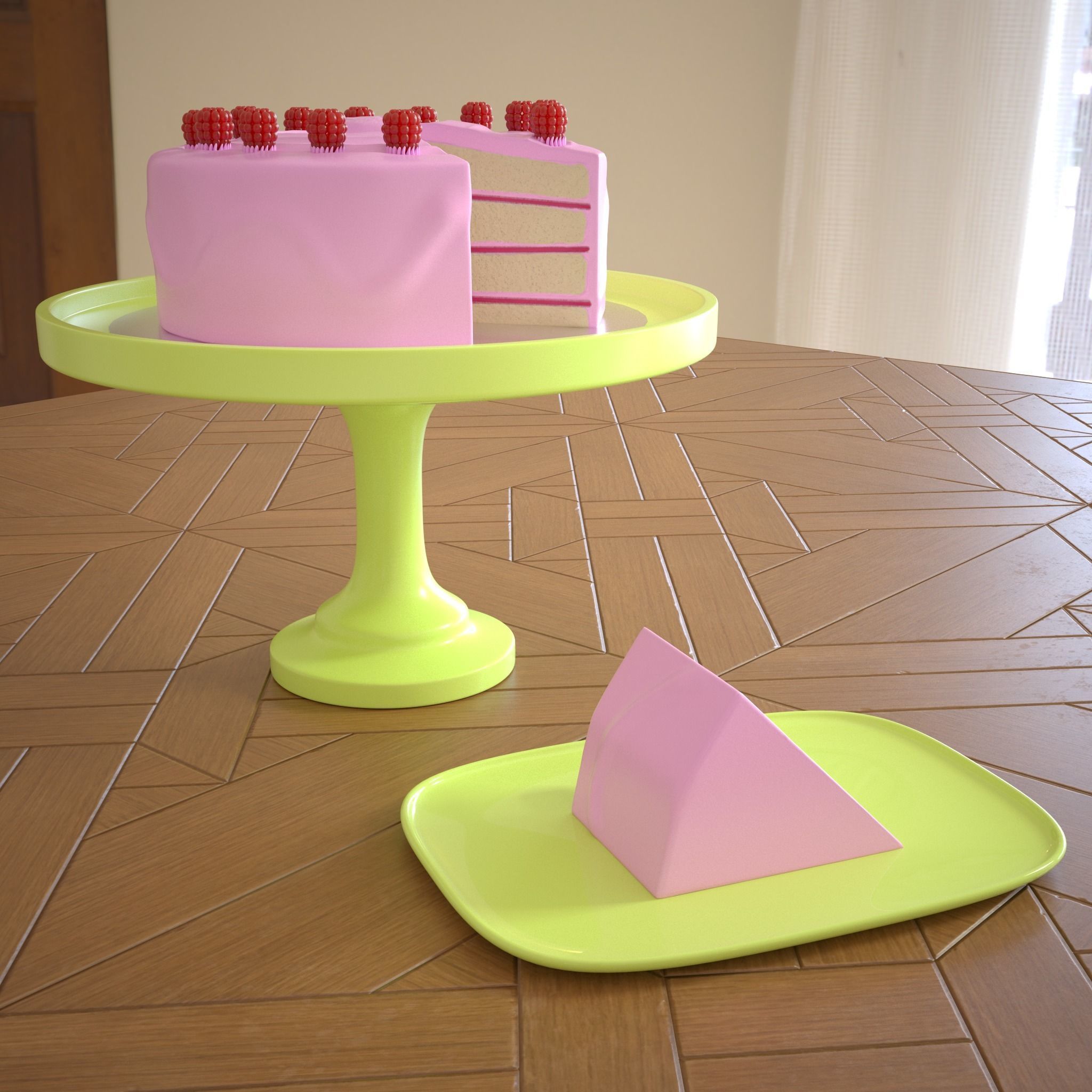 Raspberry layer cake 3D model | CGTrader