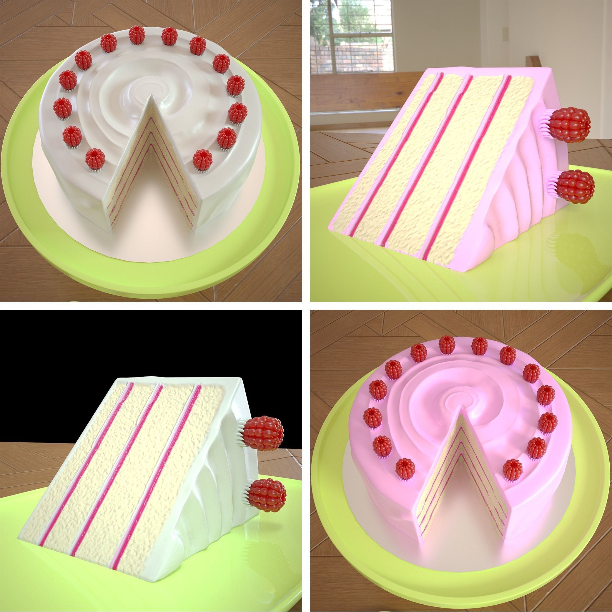 Raspberry layer cake 3D model | CGTrader
