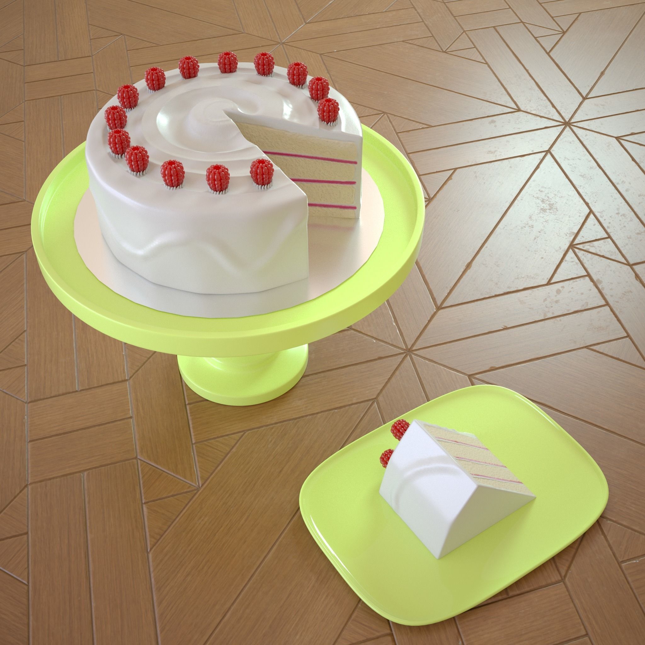 Raspberry layer cake 3D model | CGTrader
