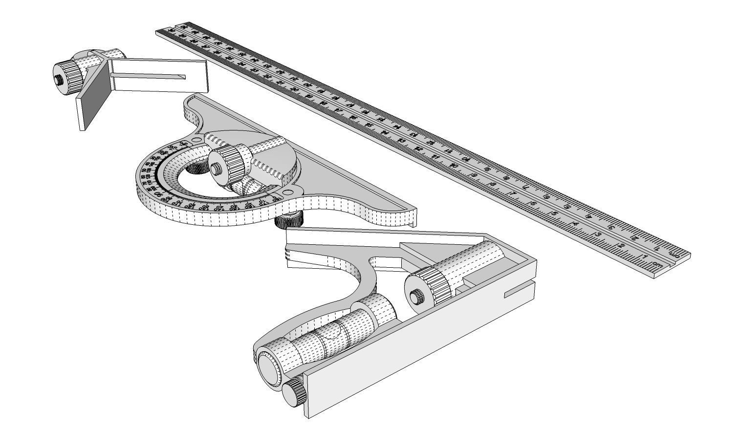Combination Square Set 3D model | CGTrader