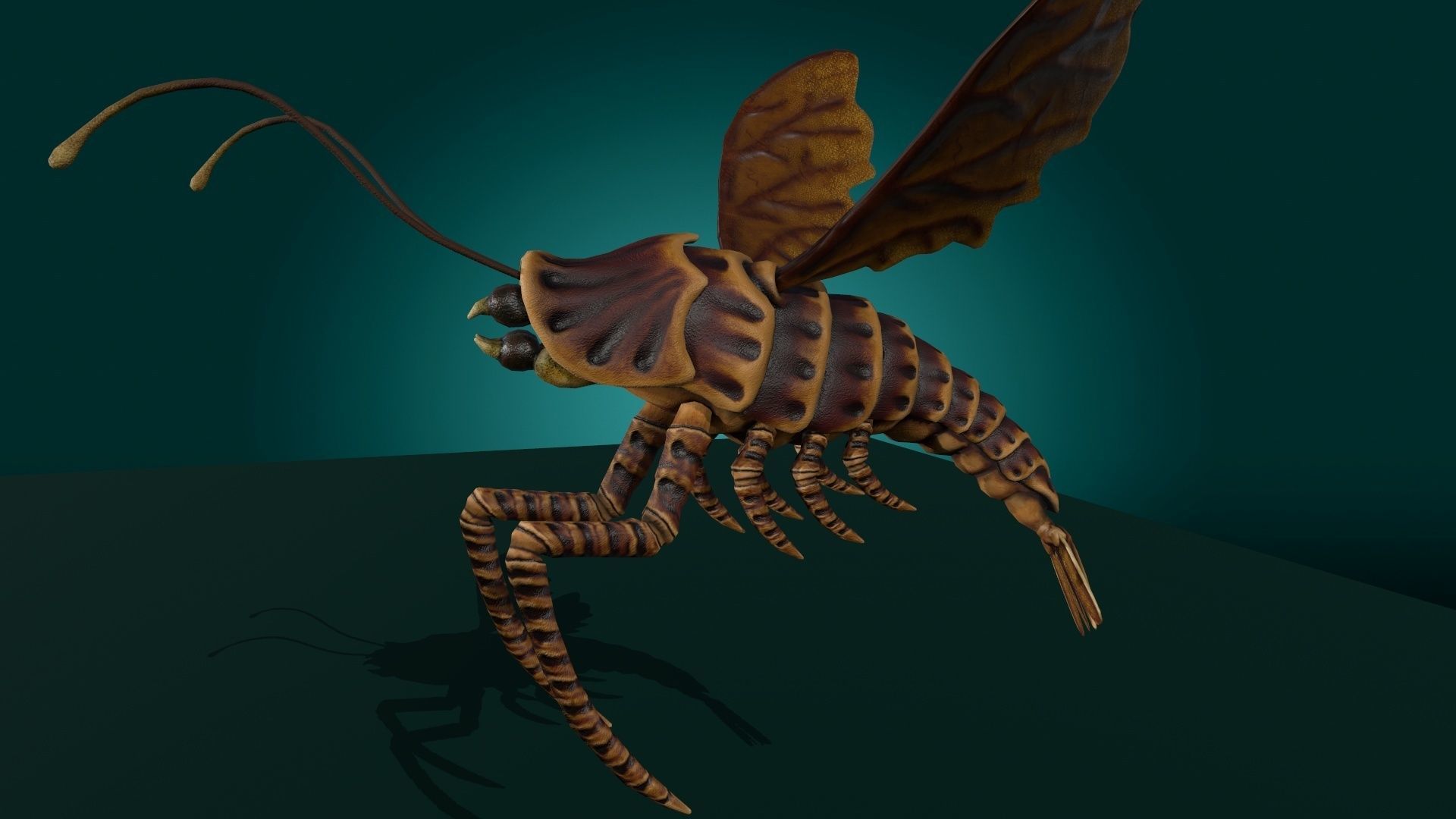 3D model Flying Shrimp Monster VR / AR / low-poly rigged animated ...