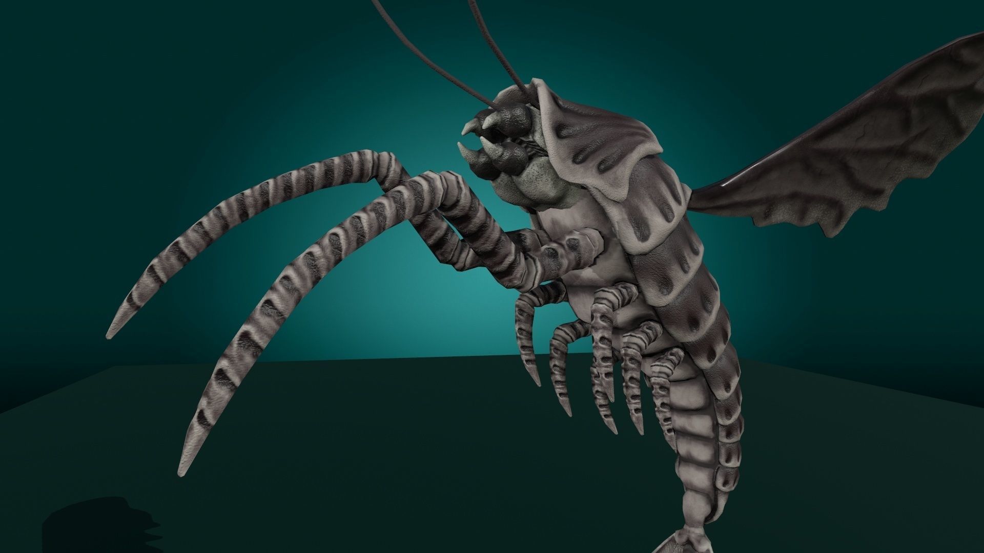 3D model Flying Shrimp Monster VR / AR / low-poly rigged animated ...