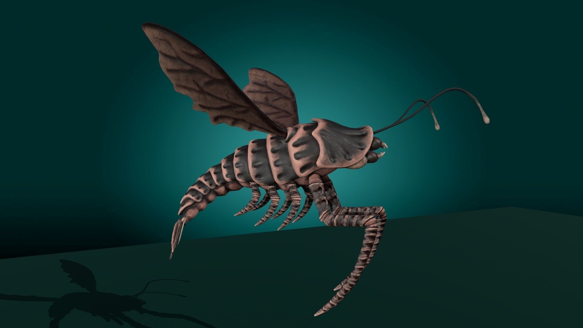 3D model Flying Shrimp Monster VR / AR / low-poly rigged animated ...