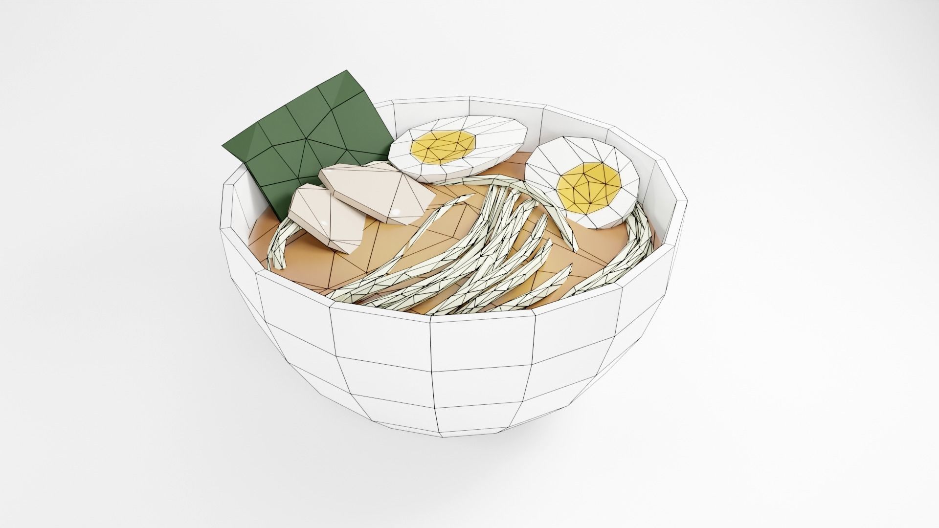 3D model Ramen Low Poly bowl of with egg on top VR / AR / low-poly ...