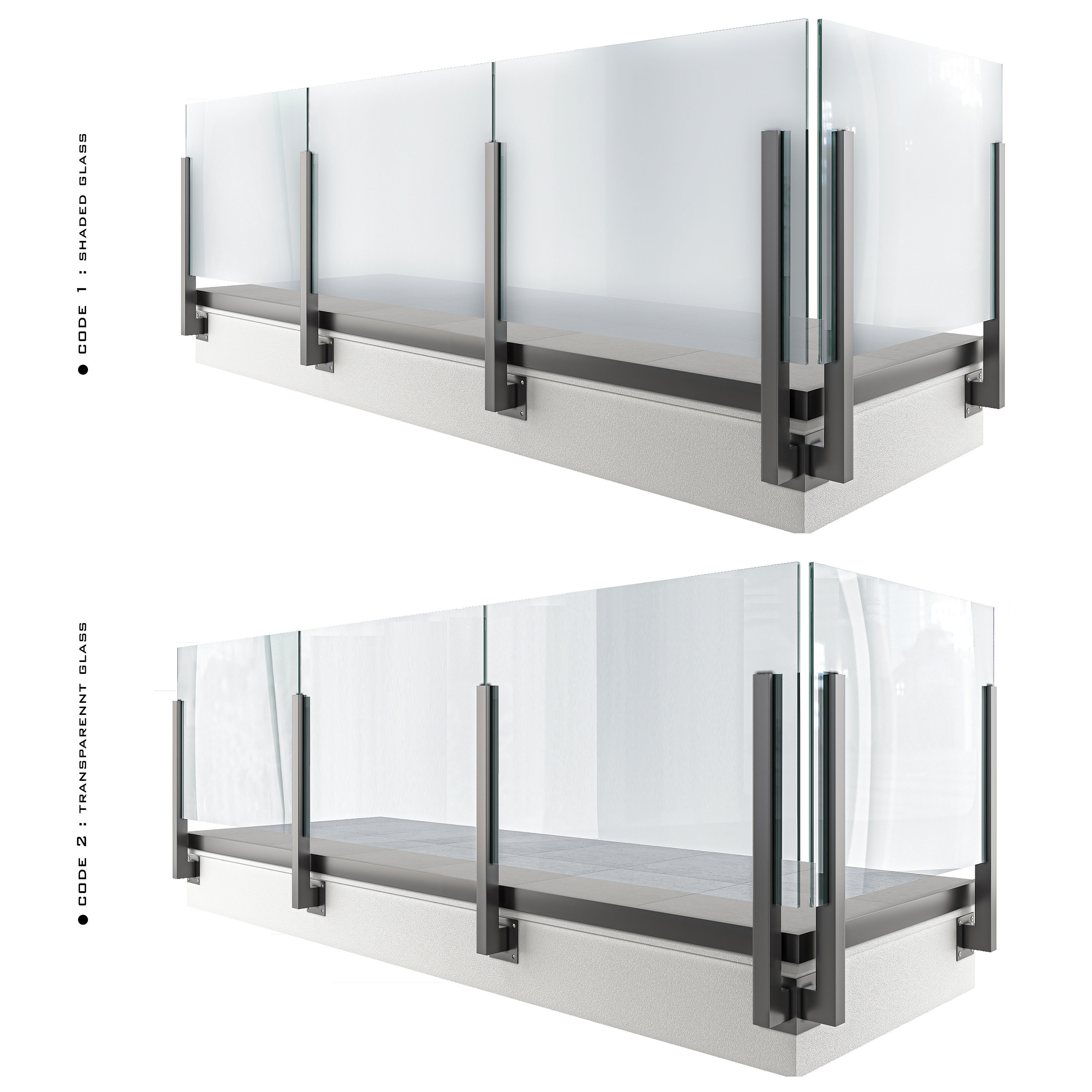 Glass railing-03 3D model | CGTrader