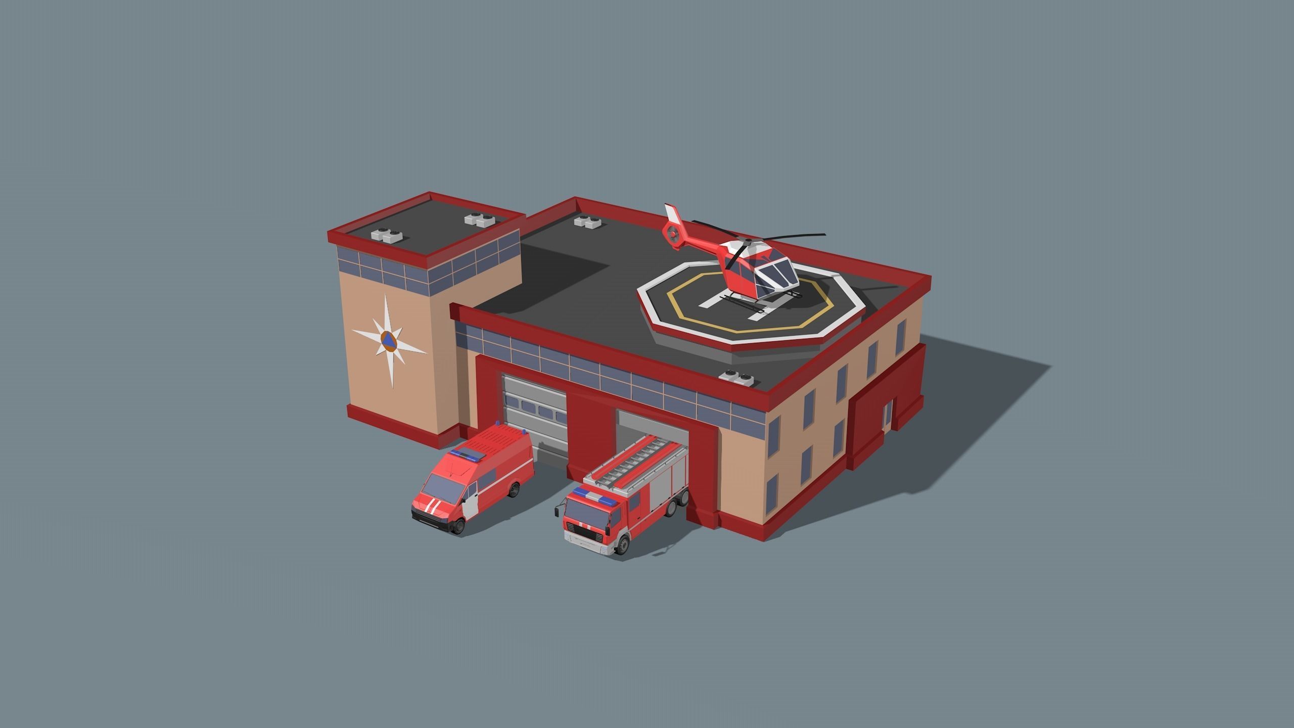 3D model fire department VR / AR / low-poly OBJ 3DS FBX STL