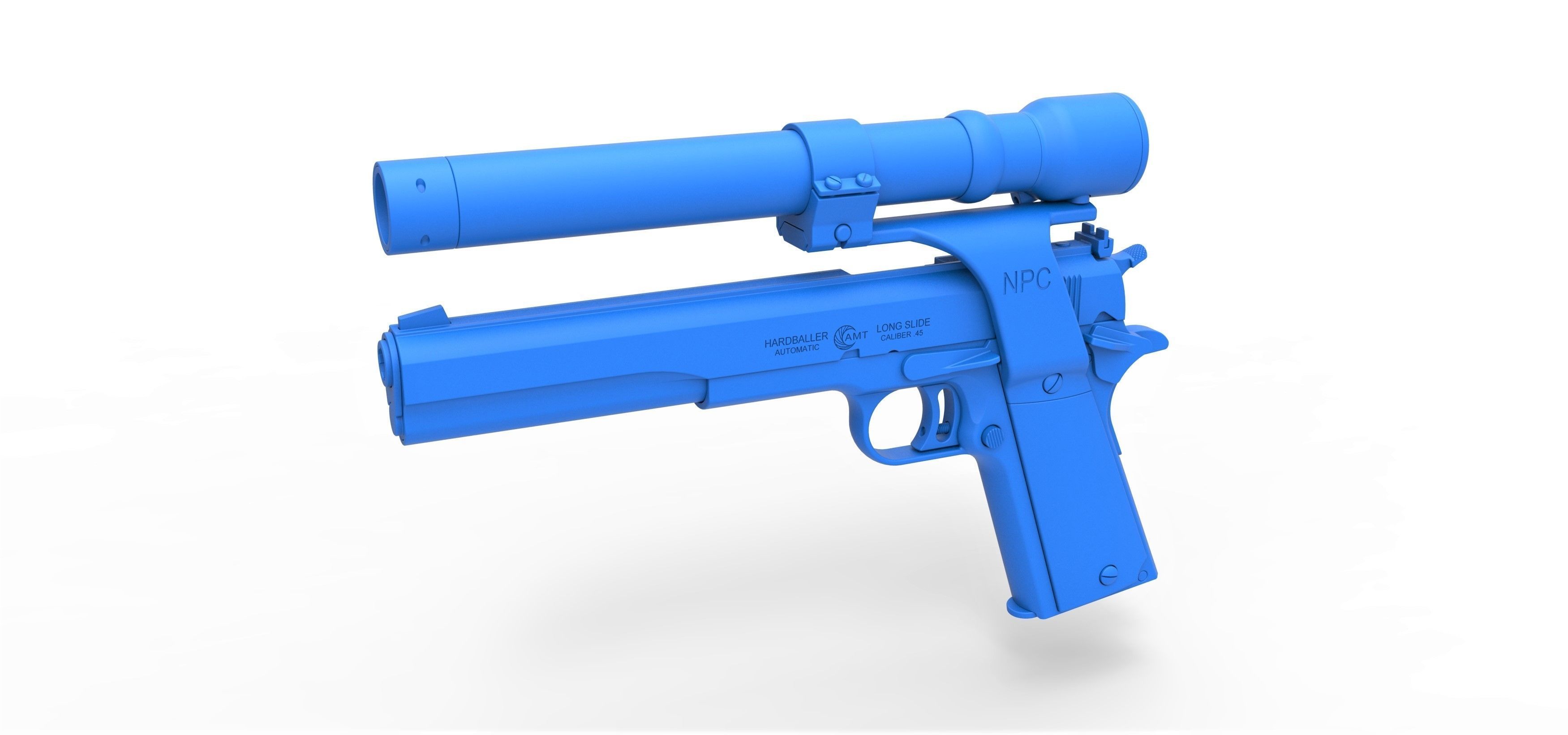 Pistol AMT Hardballer Long Slide from the movie Terminator 1984 3D ...