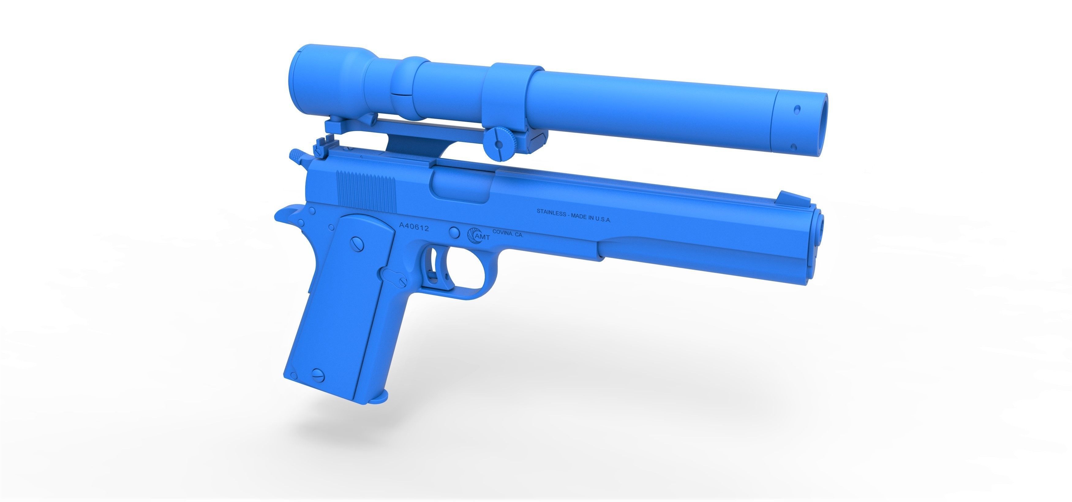 Pistol AMT Hardballer Long Slide from the movie Terminator 1984 3D ...