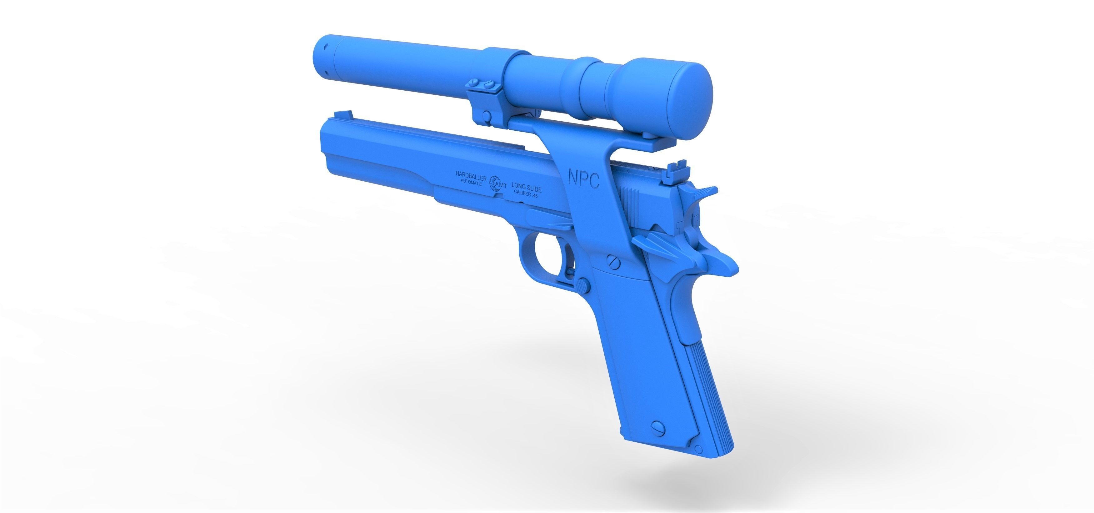 Pistol AMT Hardballer Long Slide from the movie Terminator 1984 3D ...