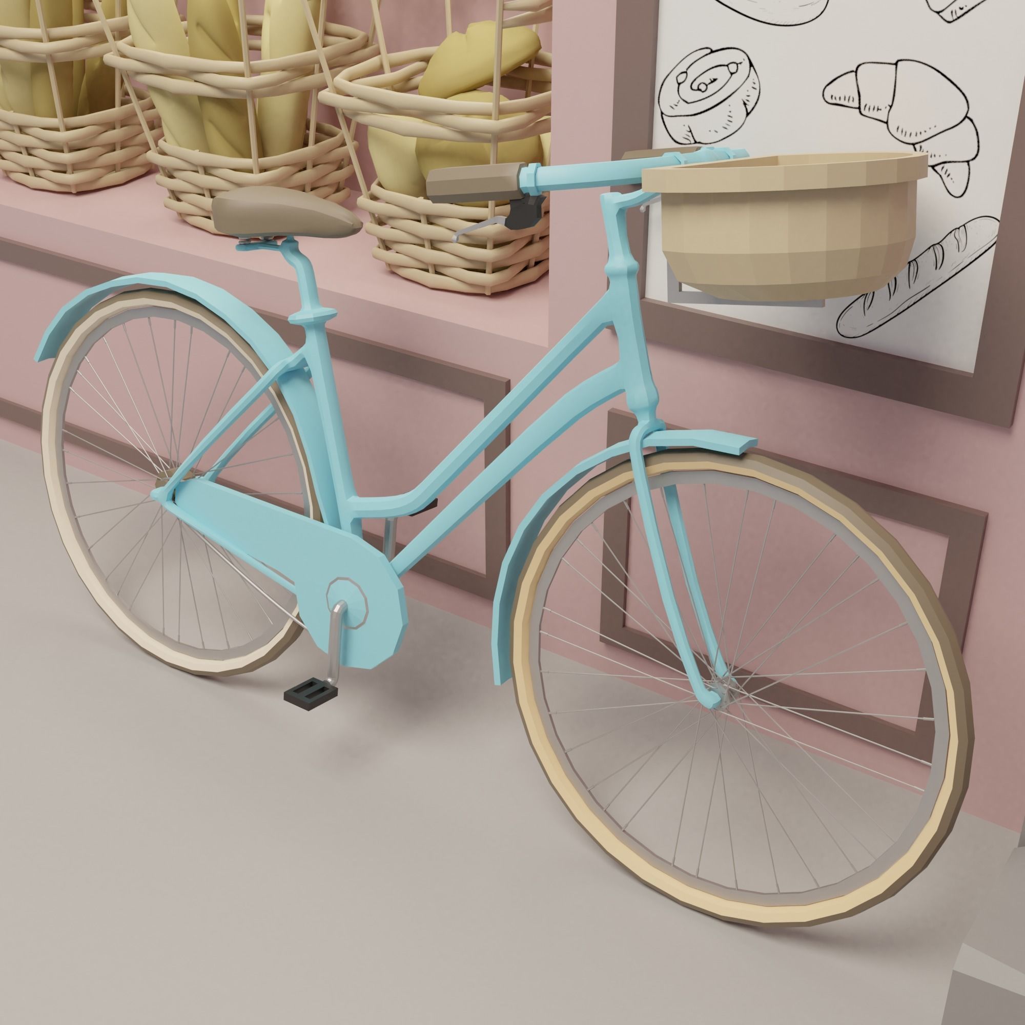 3D model Bakery basket VR / AR / low-poly | CGTrader