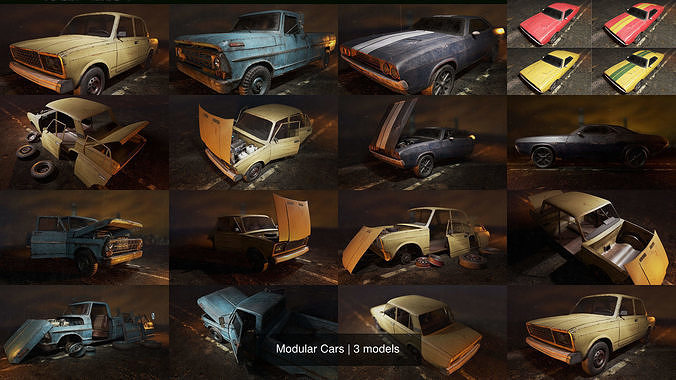 3D Model Collection Modular Cars VR / AR / low-poly | CGTrader