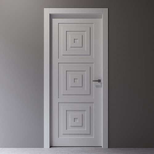 Interior door with a square pattern 3D model | CGTrader